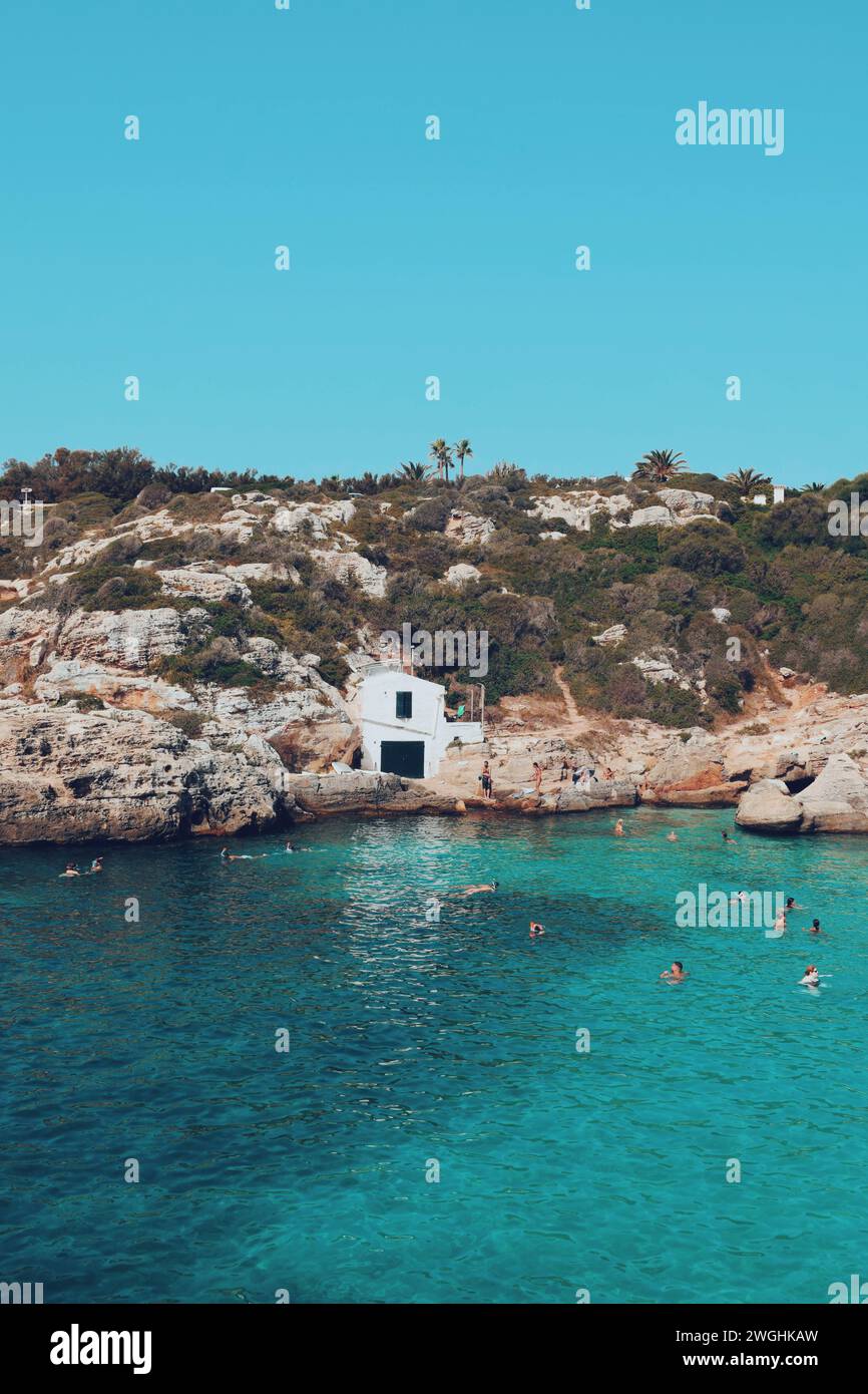 small cove located on the island of Menorca in Spain, on August 8, 2021 ...