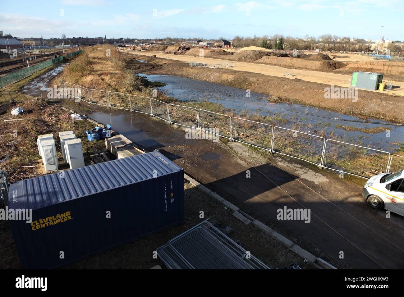 Overview of construction of access roads on former railway land at the ...