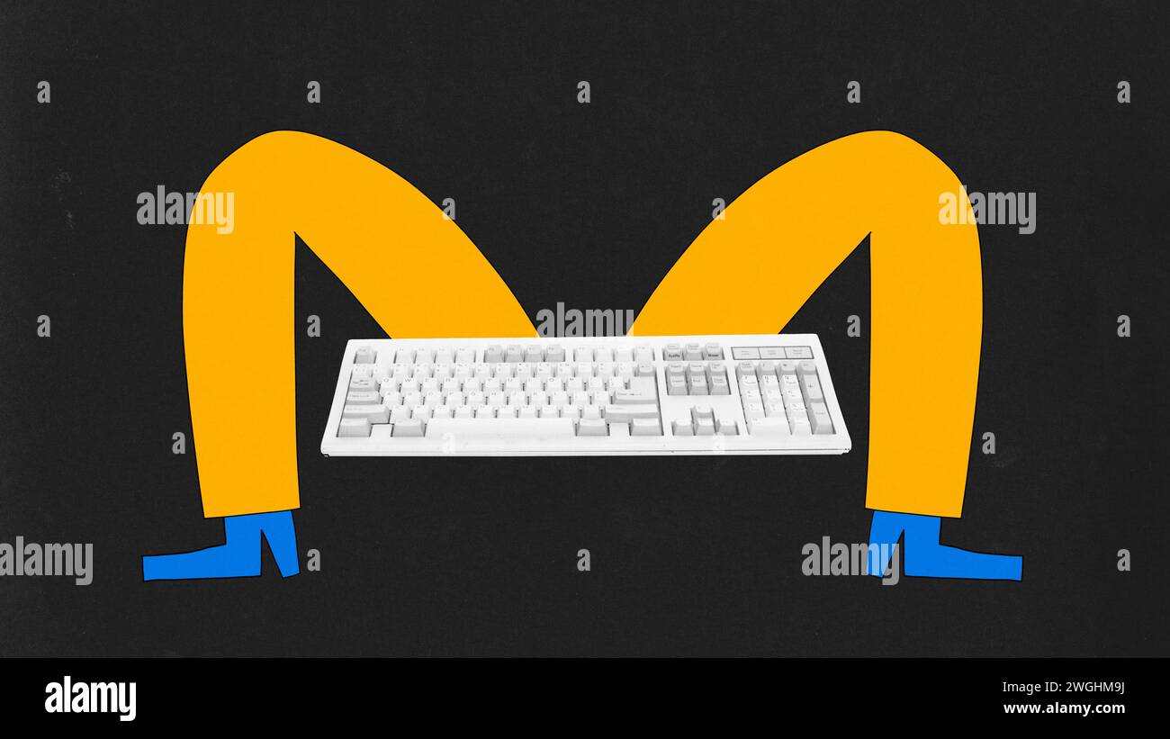 Contemporary art collage. Abstract representation of keyboard with ...