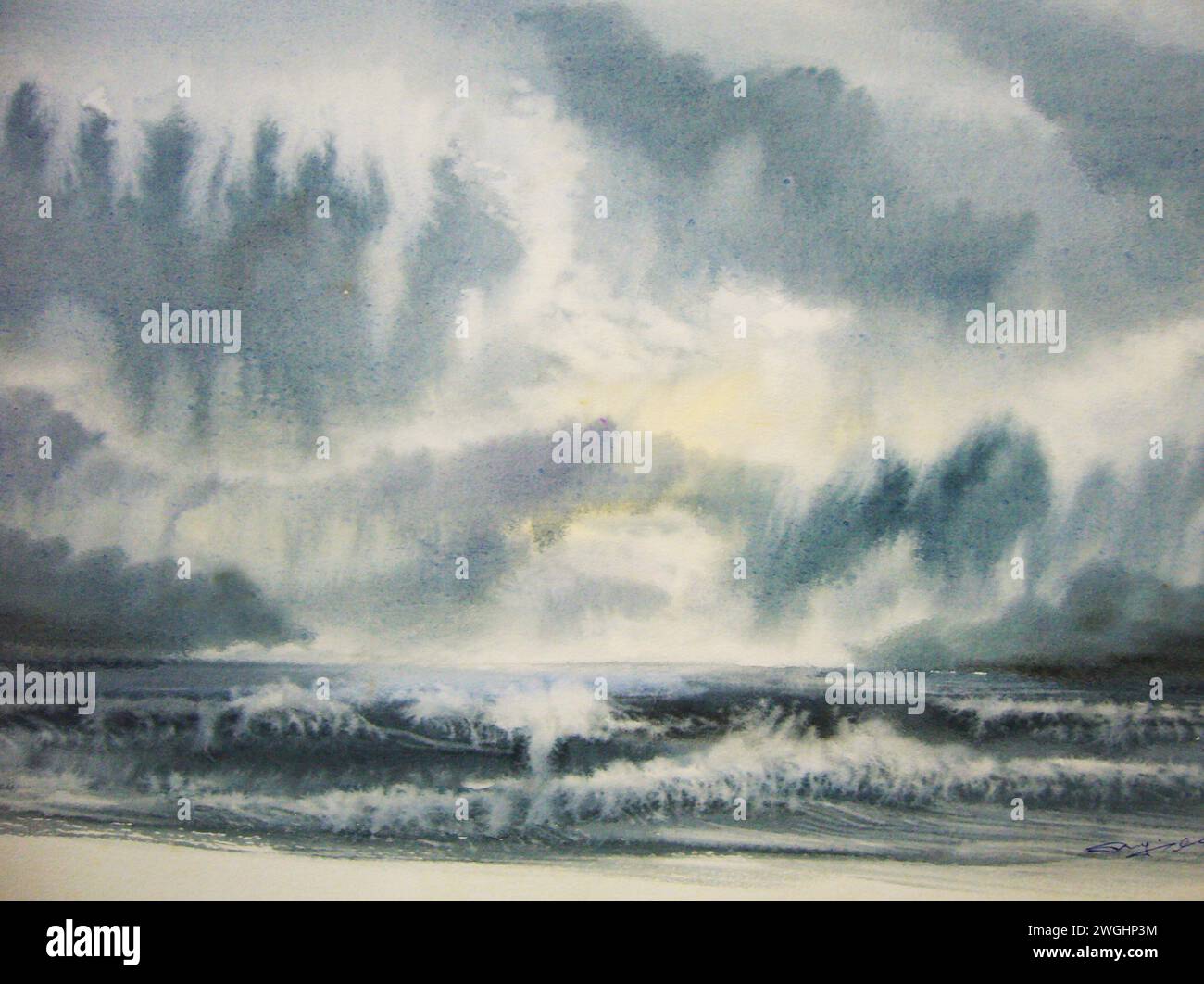 brush stroke Original watercolor painting Abstract expressionism ...