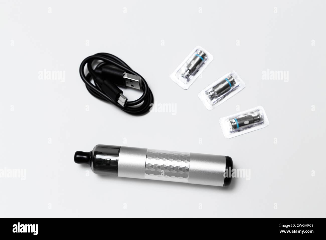 Vaping device, vape, pod, kit silver color with charging cable USB Type ...