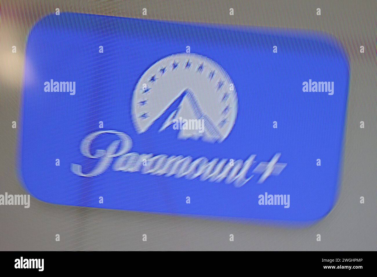 Paramount App auf einem TV. TV App am 05.02.2024 in Siegen/Deutschland ...