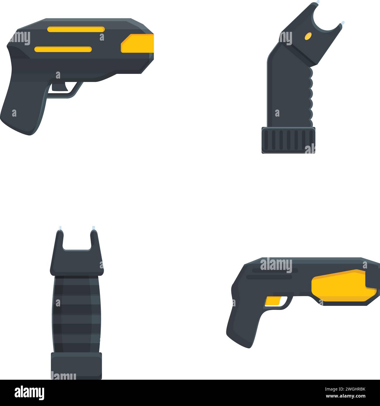Electric shocker icons set cartoon vector. Electroshock weapon for self ...