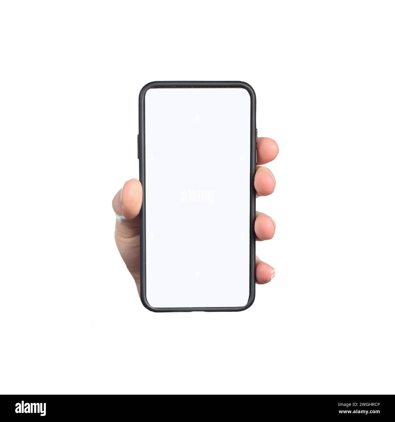 hand with blank white screen Stock Photo - Alamy