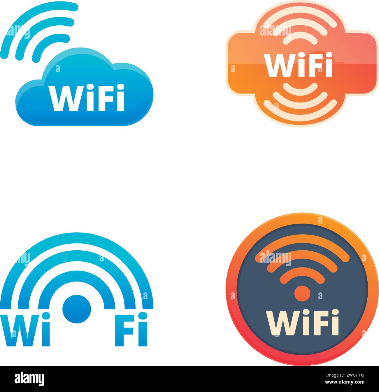 Wi fi icons set cartoon vector. Wireless and free wi fi hotspot. Modern technology Stock Vector ...
