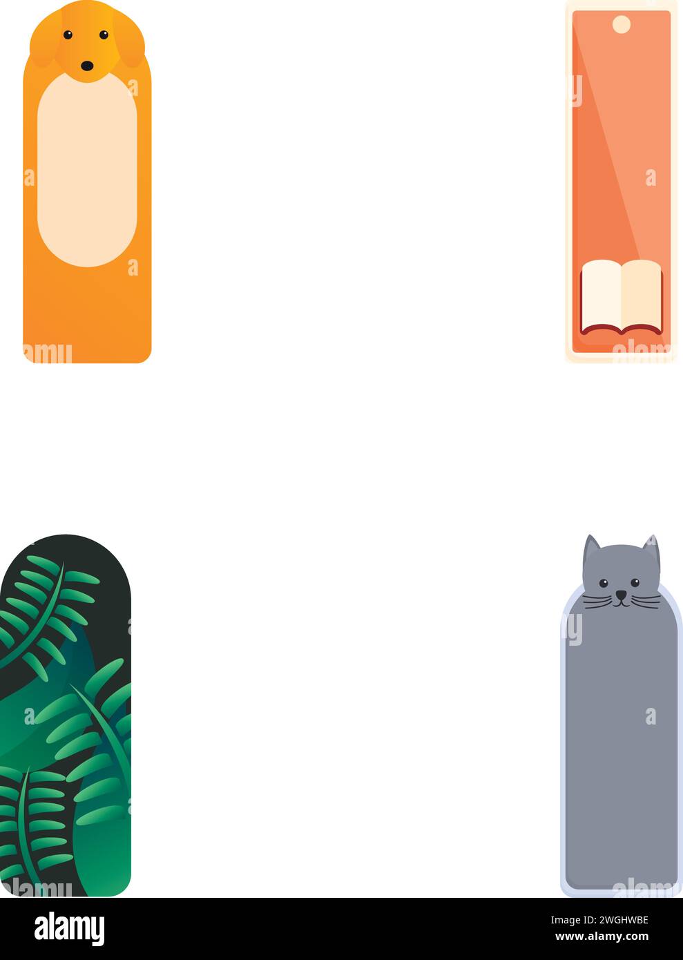 Bookmark icons set cartoon vector. Colorful decorative paper book mark ...