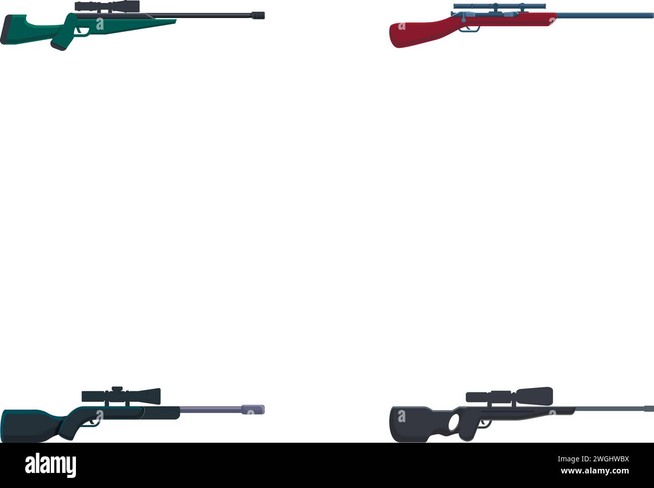 Rifle icons set cartoon vector. Sniper firearm and hunter carbine ...