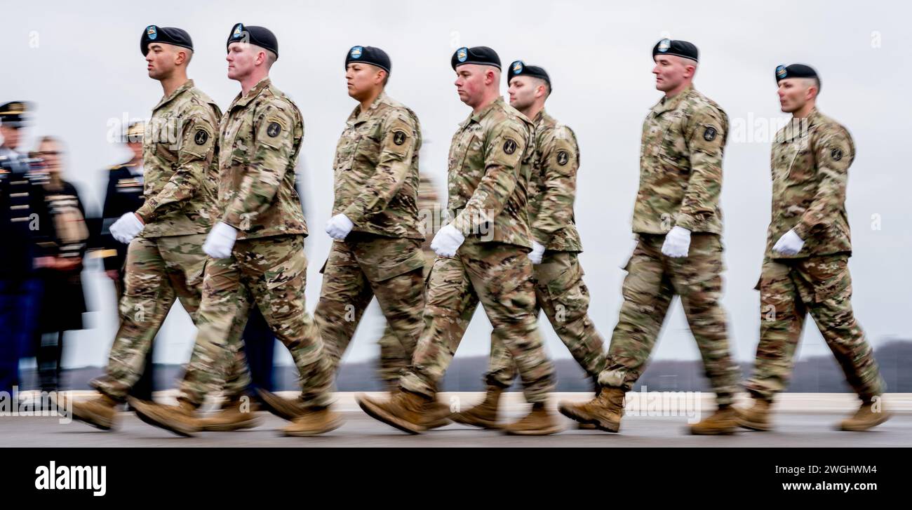 February 2, 2024, Dover, De, USA: The United States Army Old Guard ...