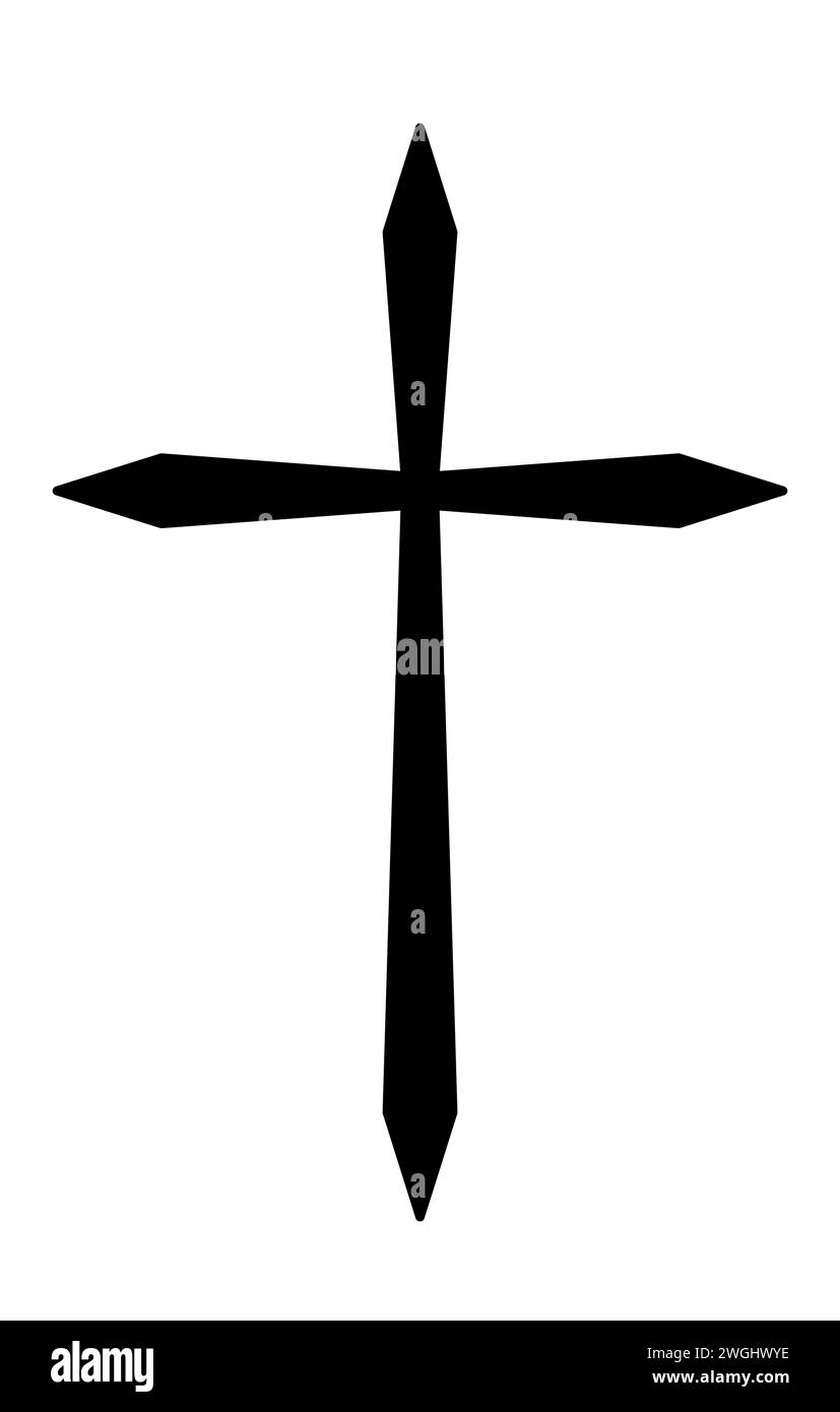 Christian cross, black and white vector silhouette illustration of ...
