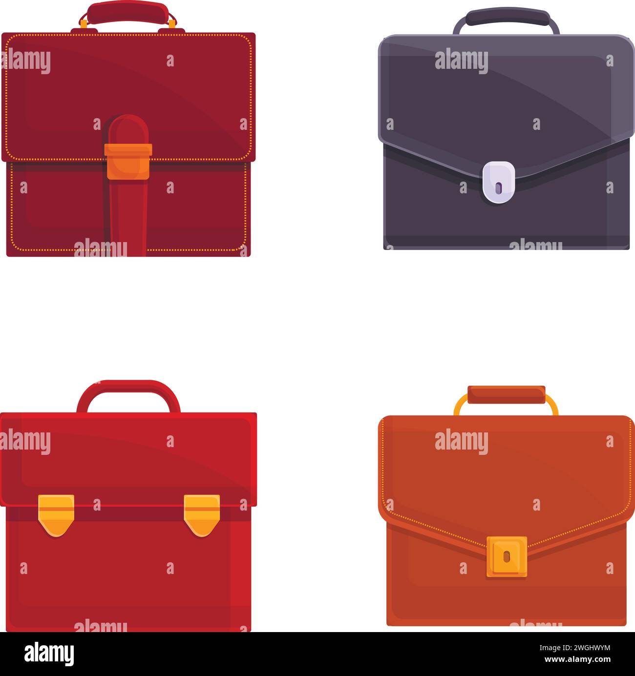 Leather briefcase icons set cartoon vector. Various briefcase for ...