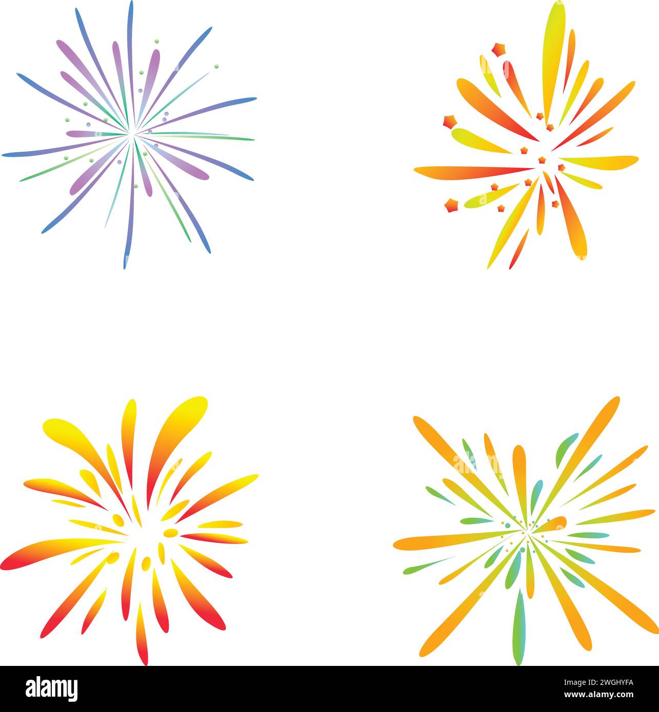 Firework icons set cartoon vector. Festive colorful salute. Celebration ...