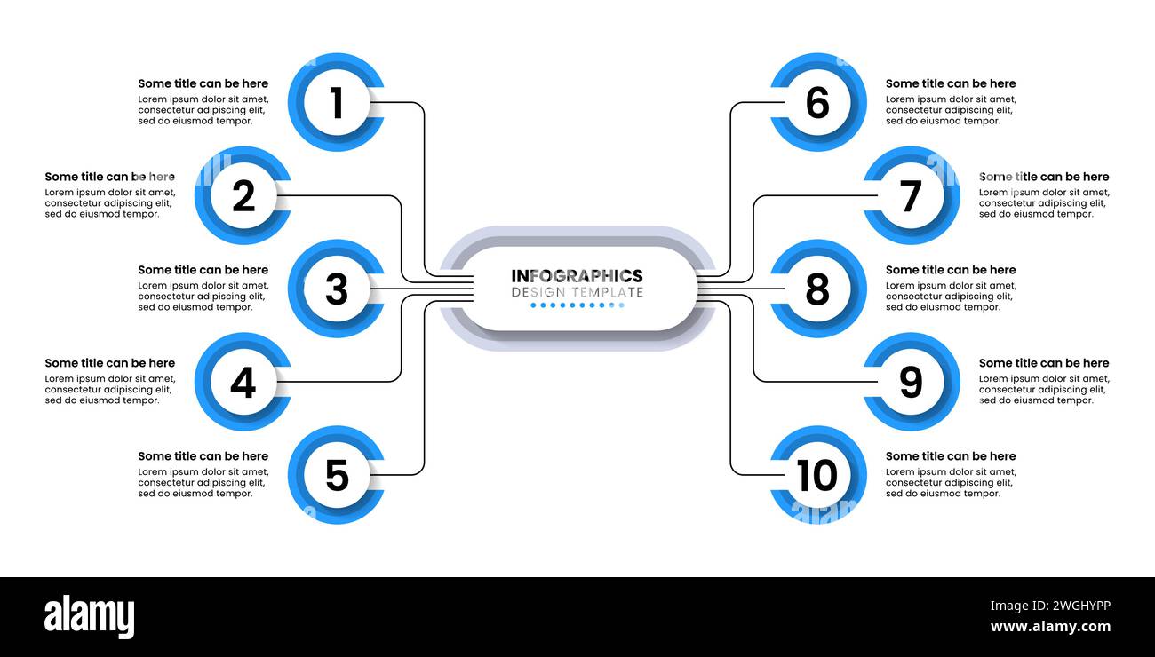 Infographic template with icons and 10 options or steps. Connected circles. Can be used for ...