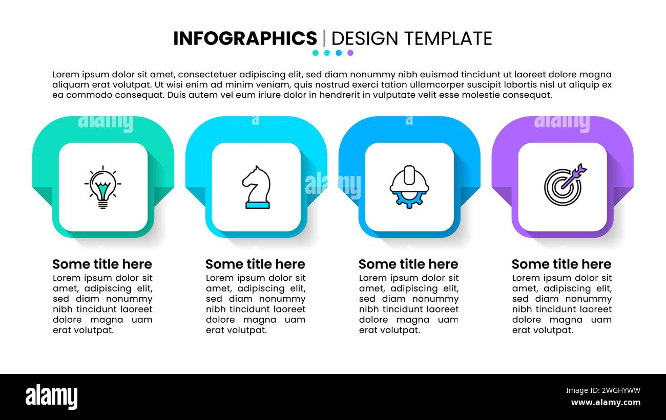 Infographic template with icons and 4 options or steps. Squares in a ...