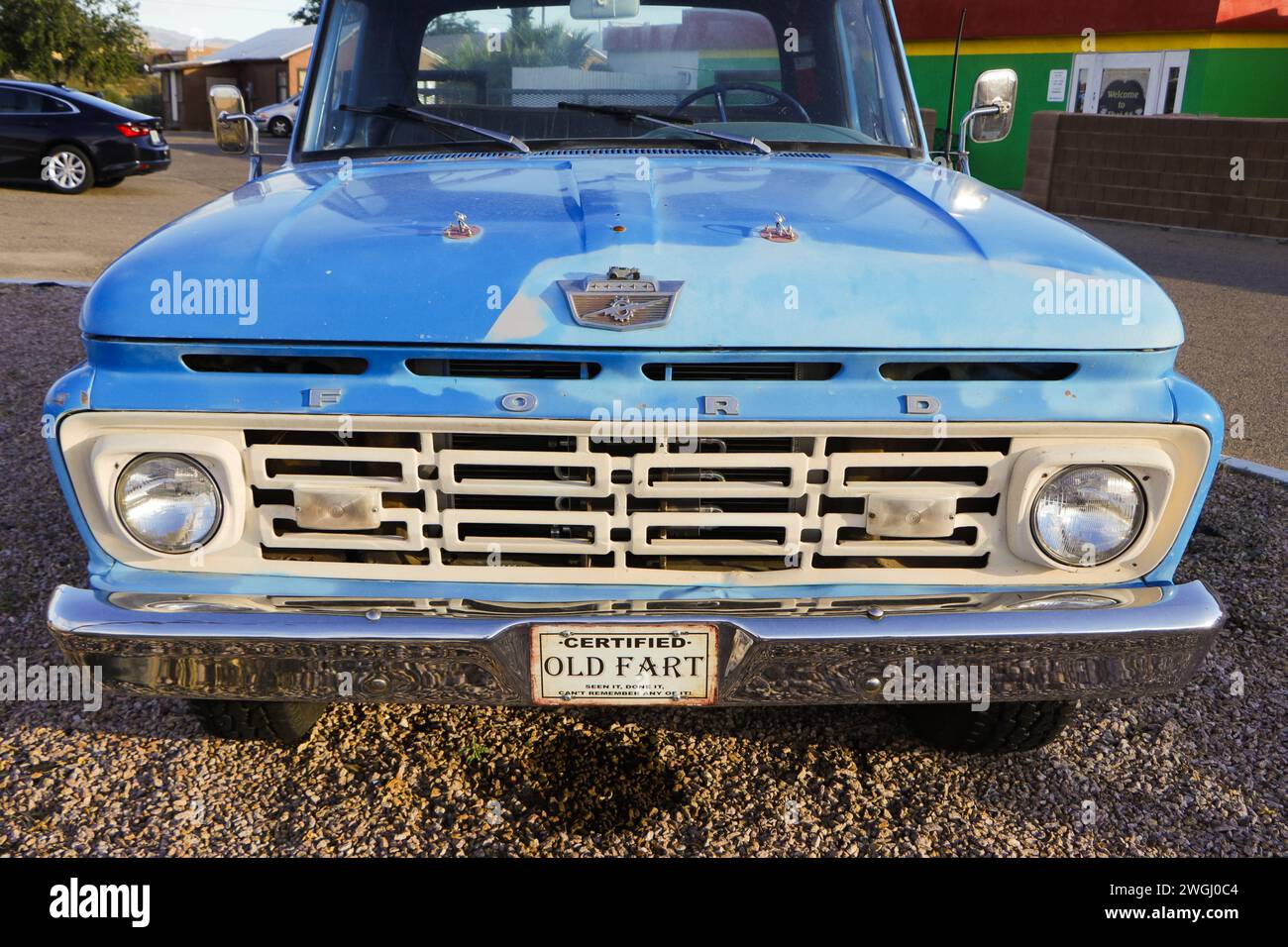 front of light blue classic vintage 1964 Ford F100 F250 pick up truck ...