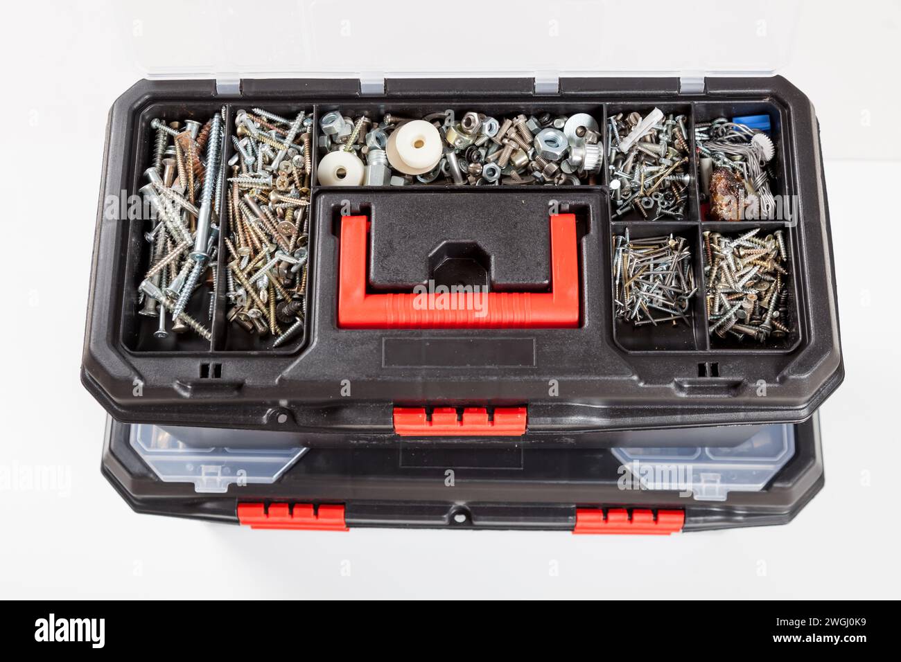 box with tools and fasteners Stock Photo - Alamy