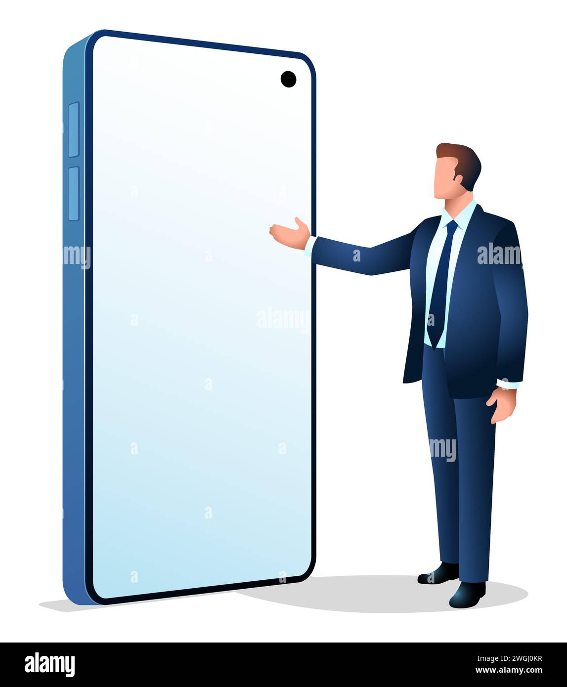 Man standing near blue screen Stock Vector Images - Alamy