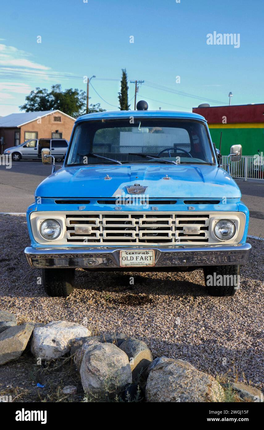 front of light blue classic vintage 1964 Ford F100 F250 pick up truck ...
