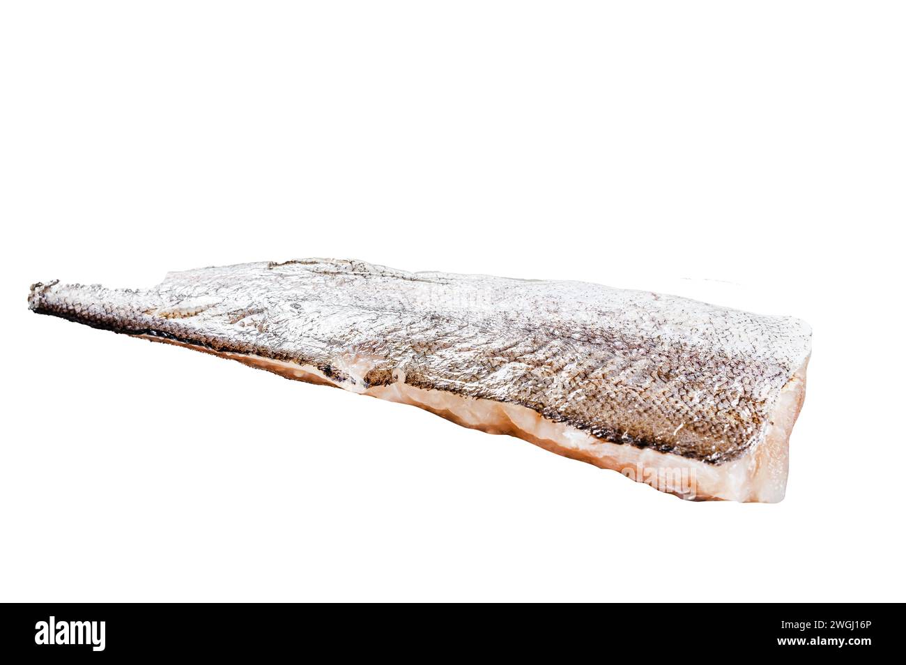 Raw fillet of hake fish. Isolated on white background. Top view Stock ...