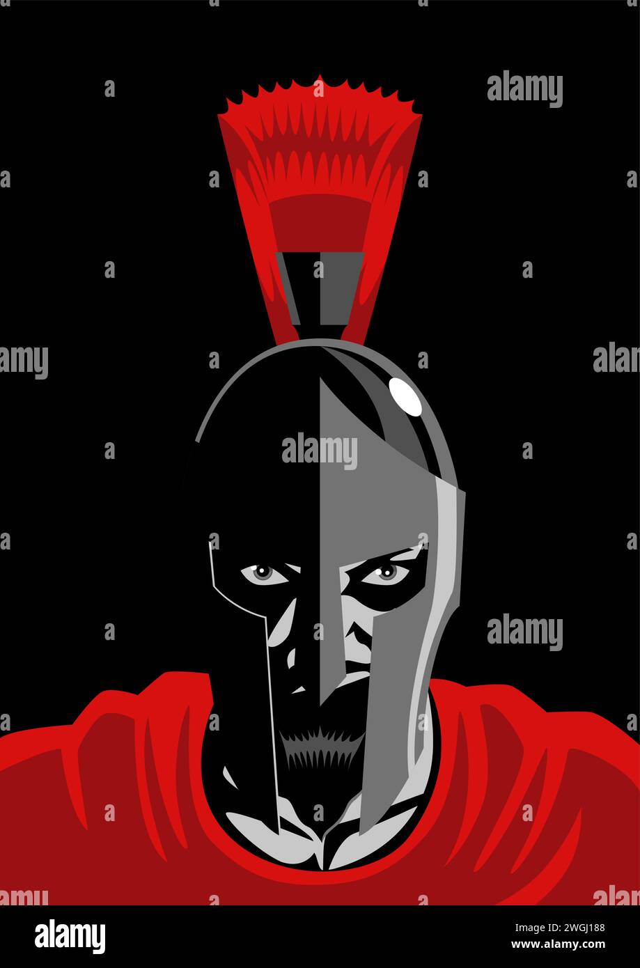 Simple flat vector illustration of a Spartan warrior in red cloak Stock Vector Image & Art - Alamy