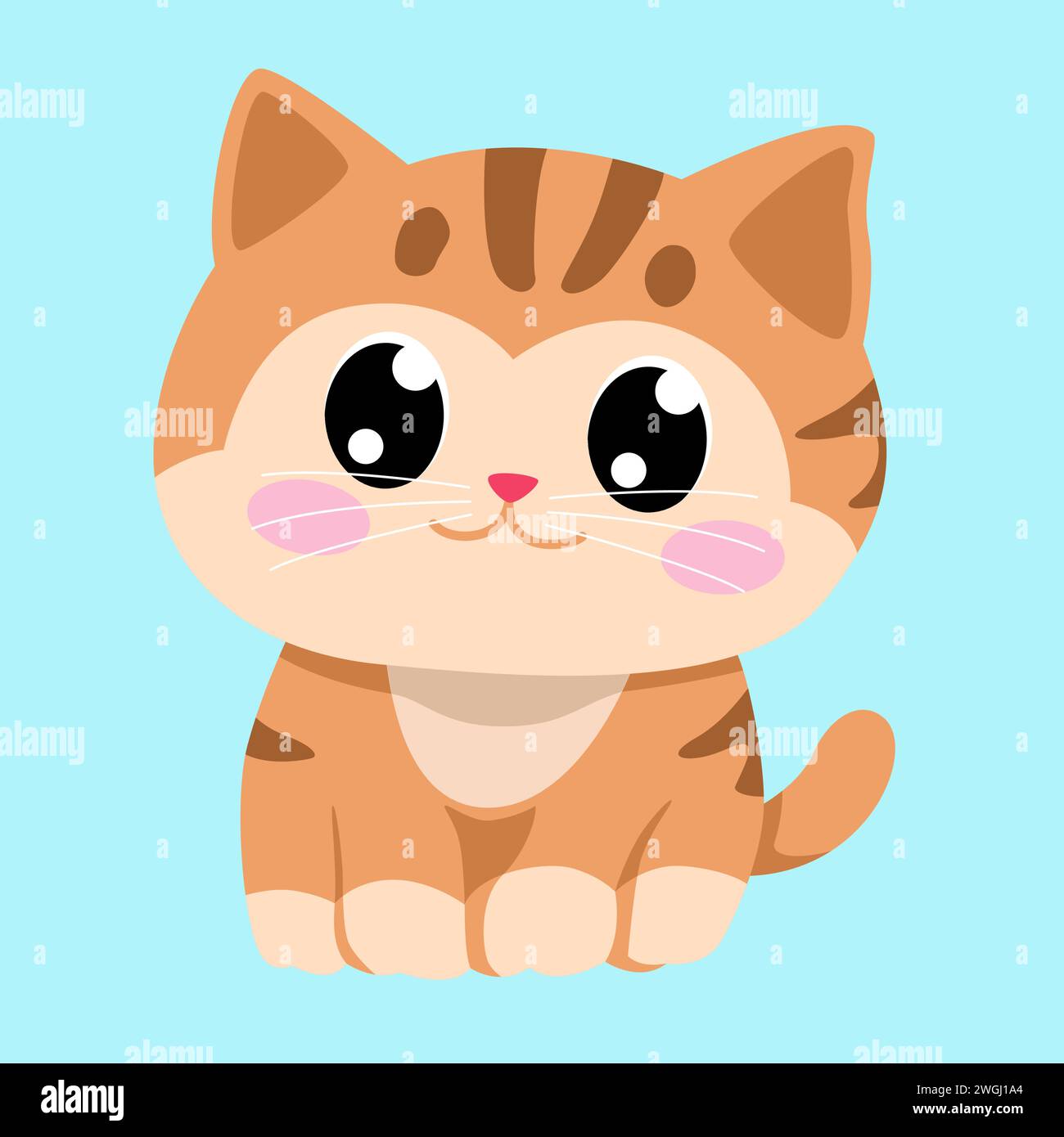 Simple flat vector illustration of cute cat cartoon Stock Vector Image ...