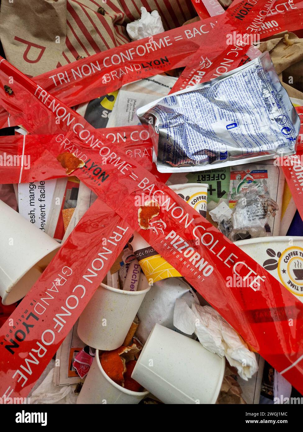 Poor sorting of garbage, treet view, Bron, France Stock Photo - Alamy