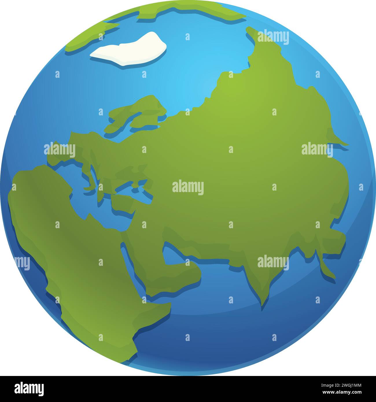 Asia globe map icon cartoon vector. Circle space service. Ocean eco ...