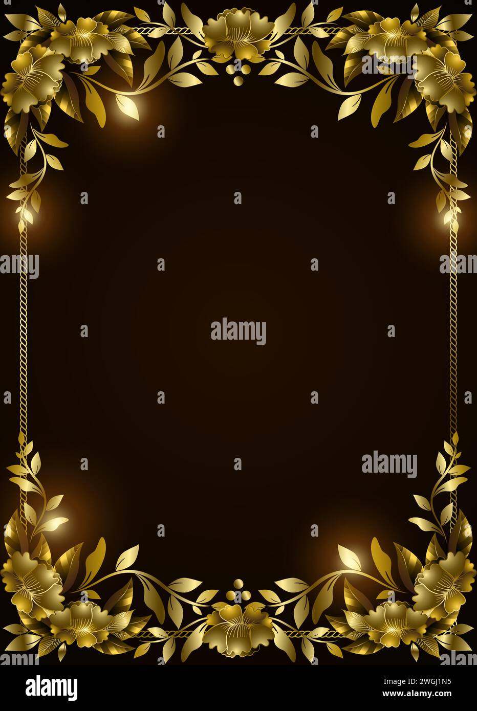 Elegant and luxuriously carved flowers and leaves form a regal gold ...