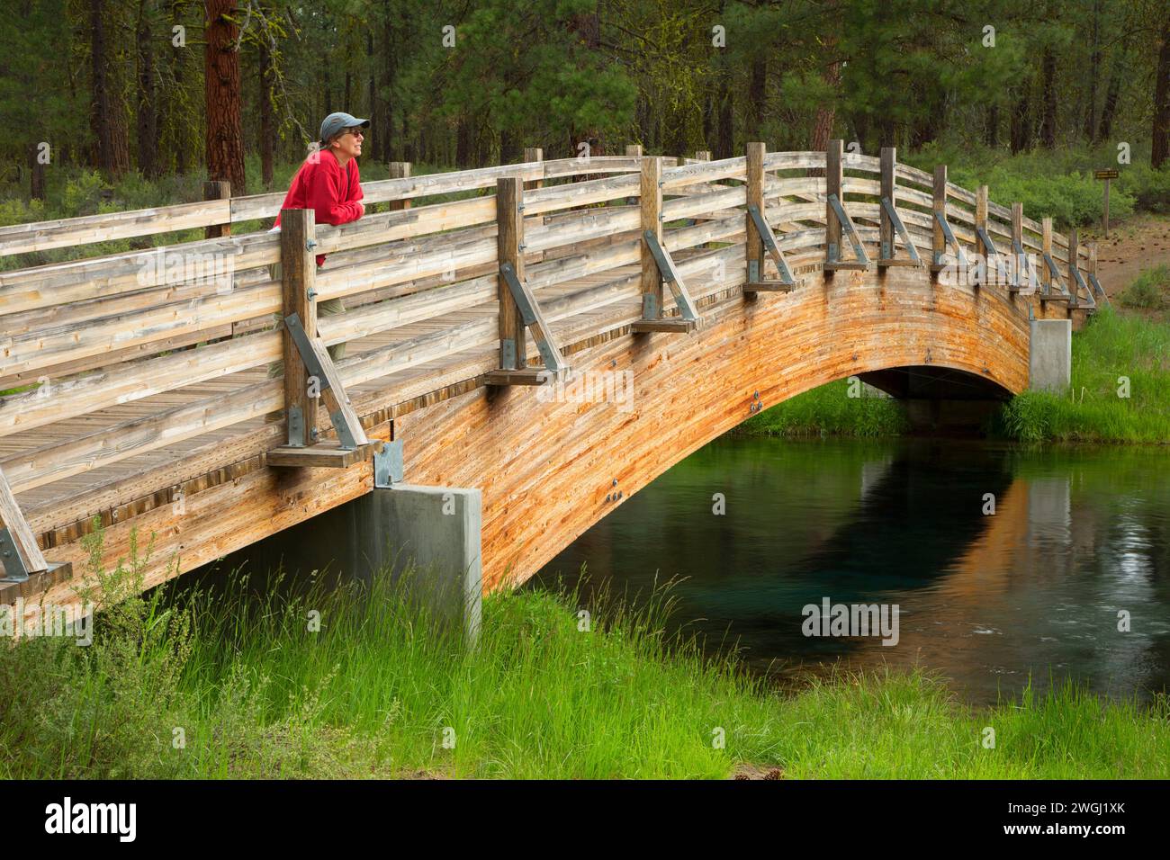Spring Creek hiker bridge, Collier Memorial State Park, Oregon Stock Photo - Alamy