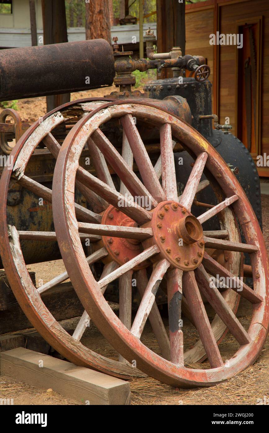 Wagonwheels, Logging Museum, Collier Memorial State Park, Oregon Stock ...
