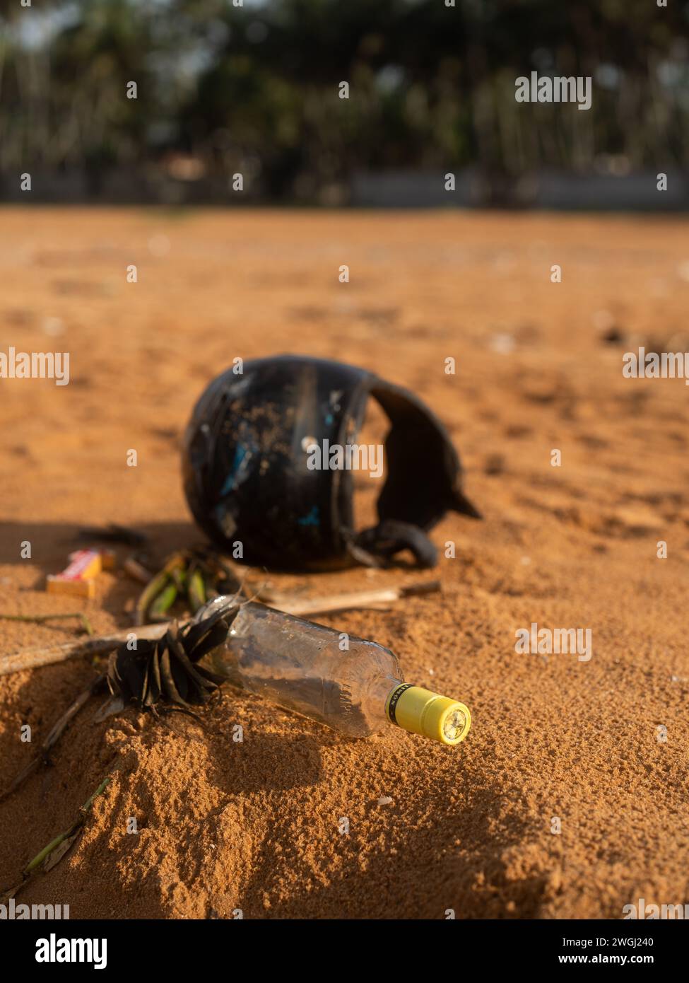 Trash on the beach. Eco issues in the world Stock Photo - Alamy