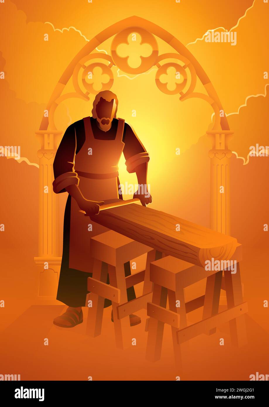 Religion vector illustration series, Saint Joseph is working as a ...