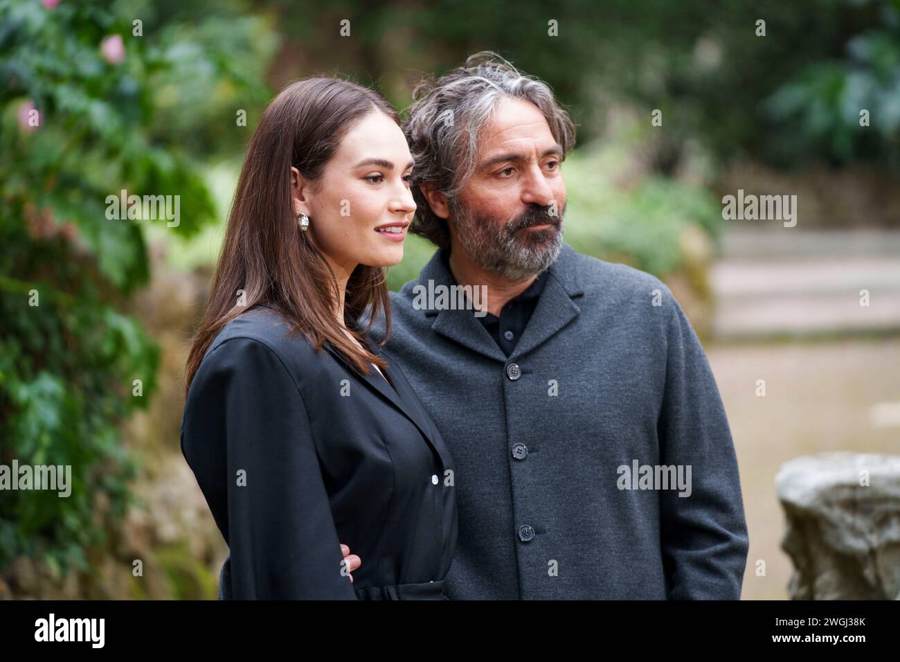 ROME, ITALY - FEBRUARY 05: Lily James and Saverio Costanzo attend a ...