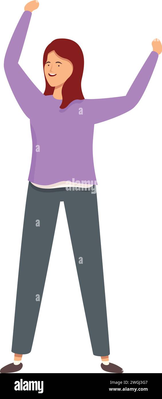 Group winner girl icon cartoon vector. Victory worker. Winner office ...