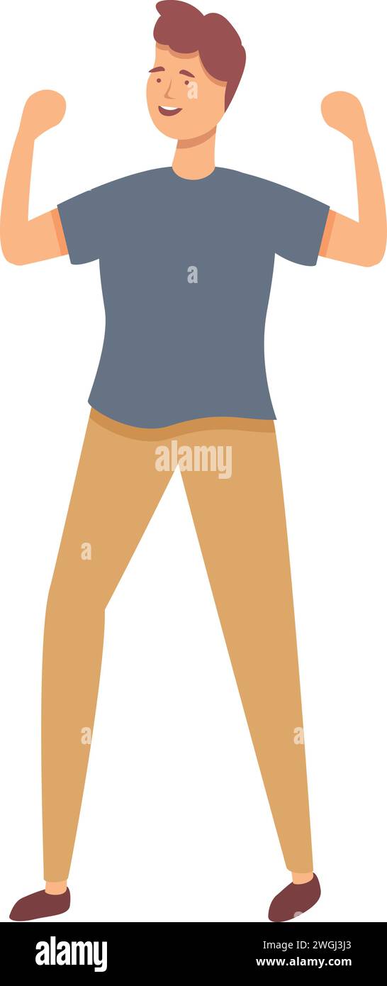Happy leader icon cartoon vector. Office winner. Party worker boy Stock ...