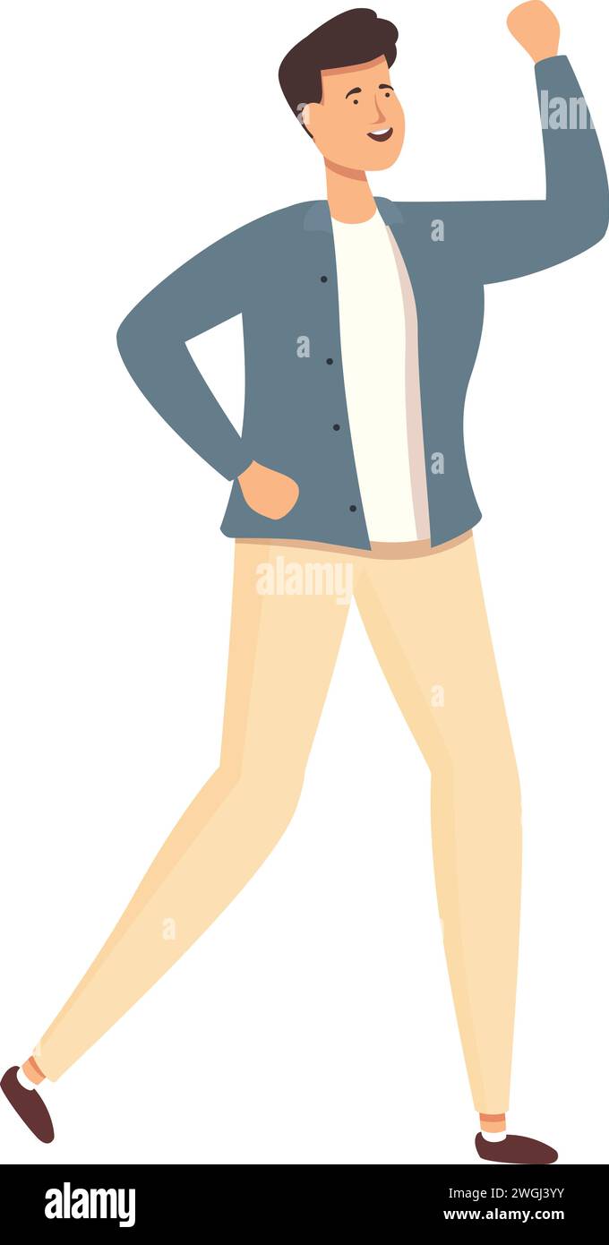 Dancing winner worker icon cartoon vector. Office staff. Person worker ...