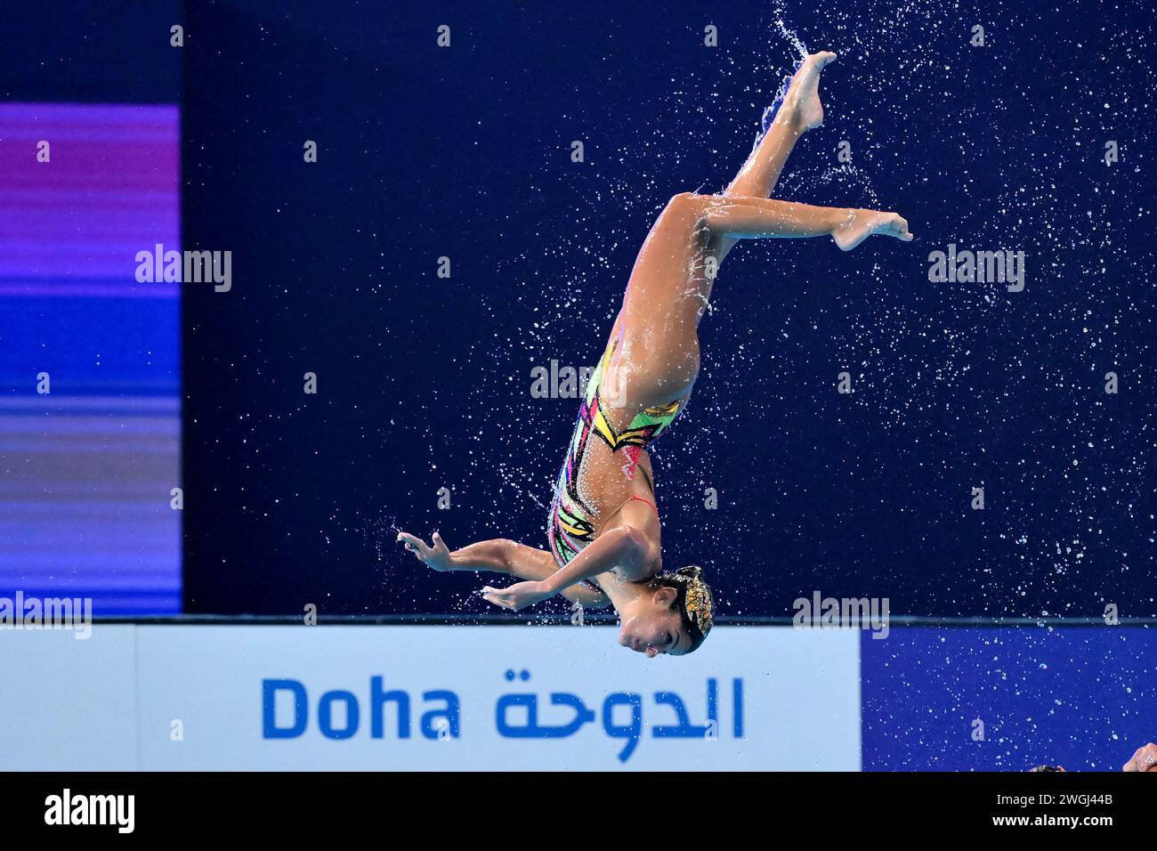 Athletes of Team Egypt compete in the artistic swimming Mixed team ...