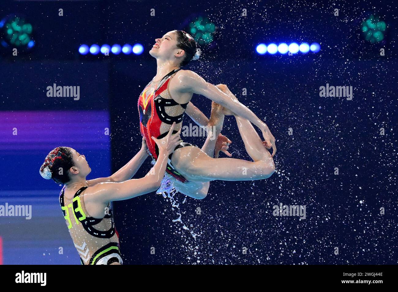 Athletes of Team Japan compete in the artistic swimming Mixed team ...