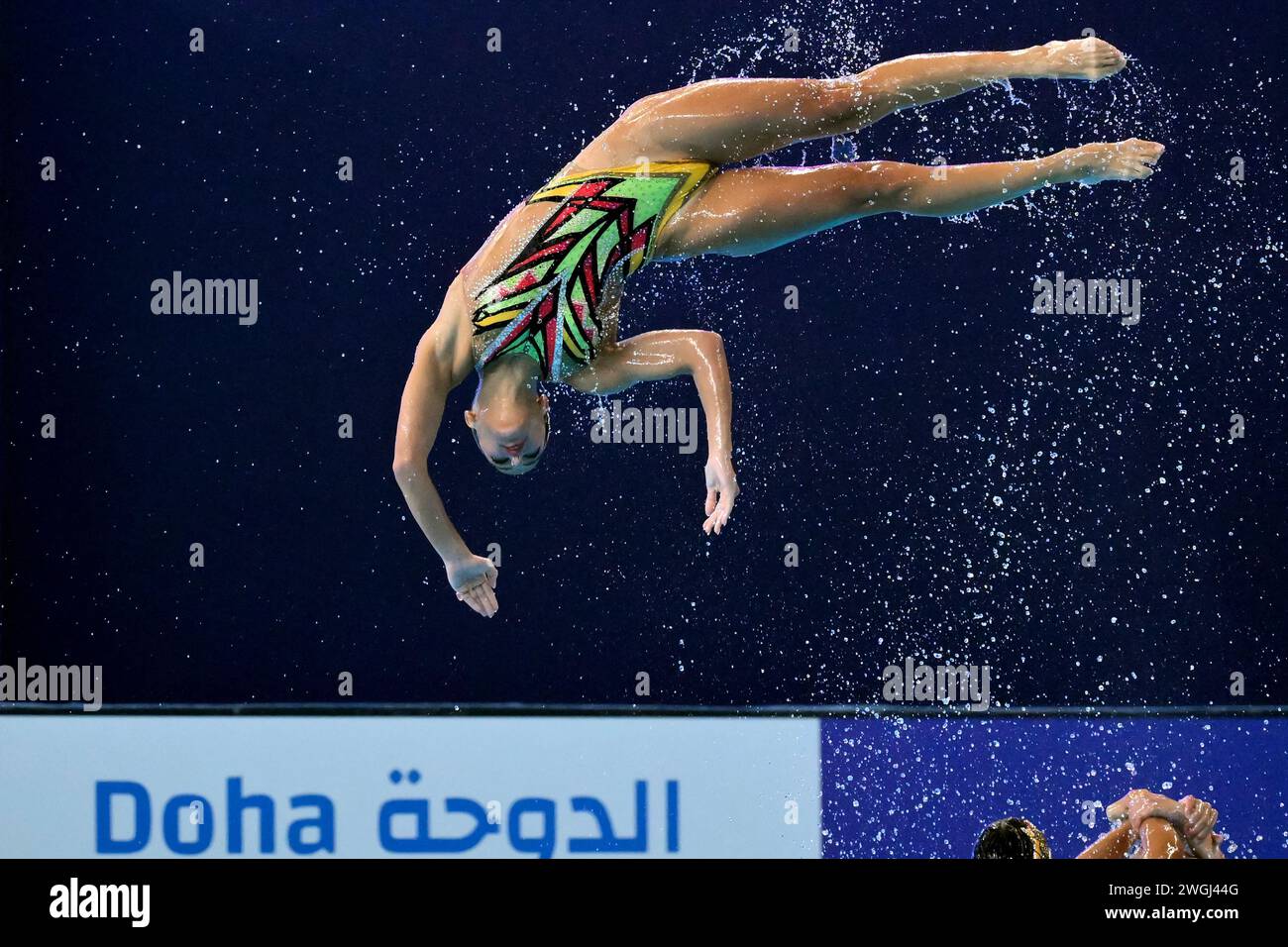 Athletes of Team Egypt compete in the artistic swimming Mixed team ...