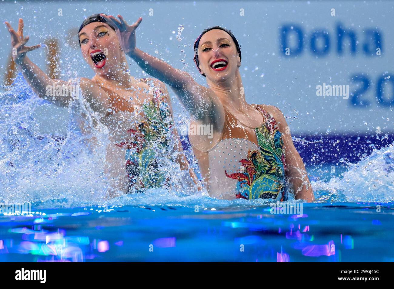 Athletes of Team Italy compete in the artistic swimming Mixed team ...