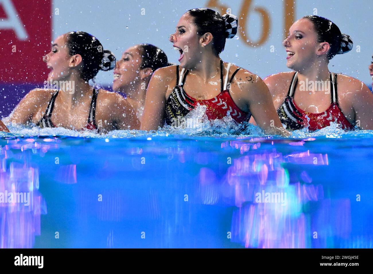 Athletes of Team Chile compete in the artistic swimming Mixed team ...