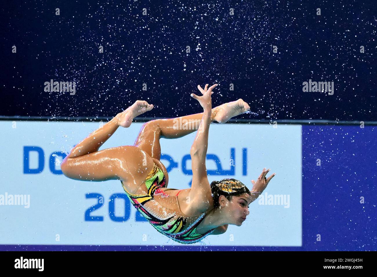 Athletes of Team Egypt compete in the artistic swimming Mixed team ...
