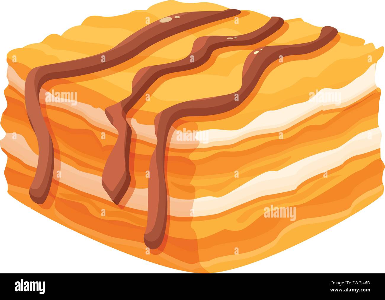 Chocolate cream cake icon cartoon vector. Napoleon dessert. Cafe cream ...