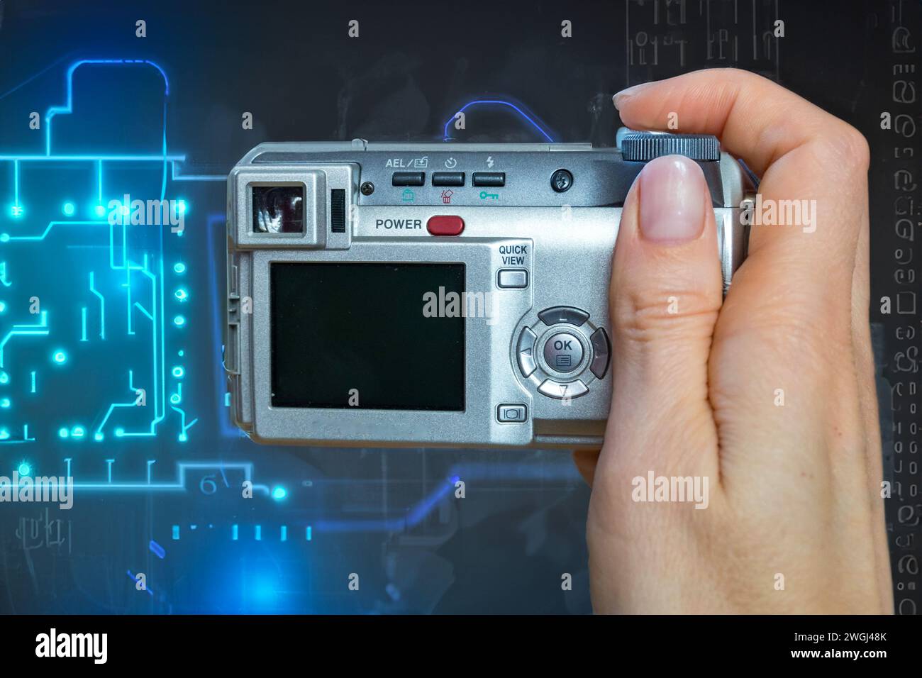 Woman touching link concept hi-res stock photography and images - Alamy