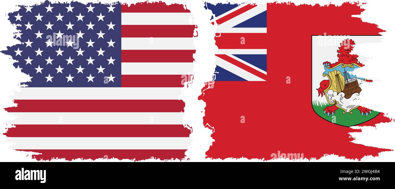 Bermuda and USA grunge flags connection, vector Stock Vector Image ...