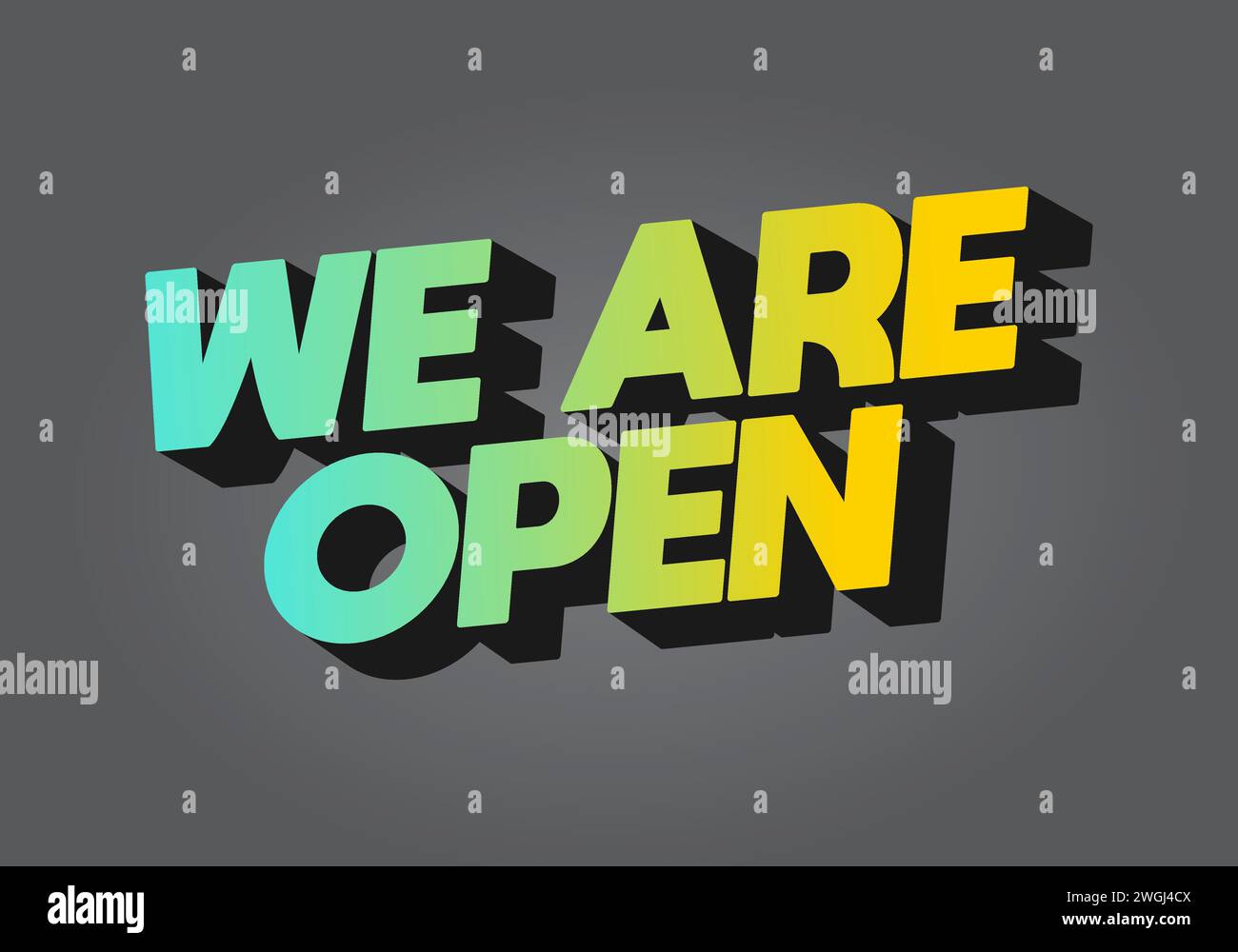 We are open. Text effect design in 3D look effect with eye catching ...