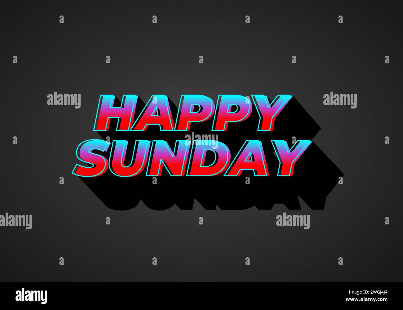 Happy sunday. Text effect design in 3D effect with eye catching color ...