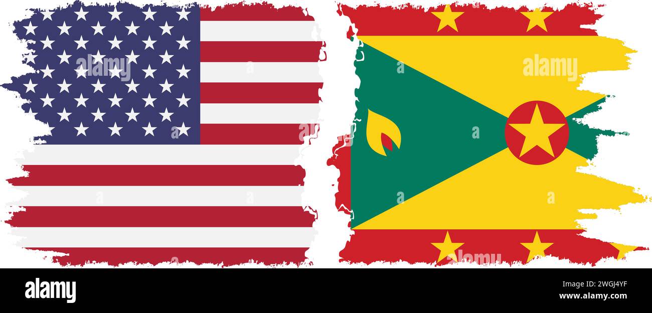 Grenada and USA grunge flags connection, vector Stock Vector Image ...