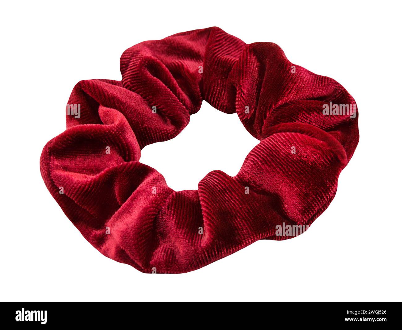 Red velvet scrunchie isolated on white background Stock Photo - Alamy