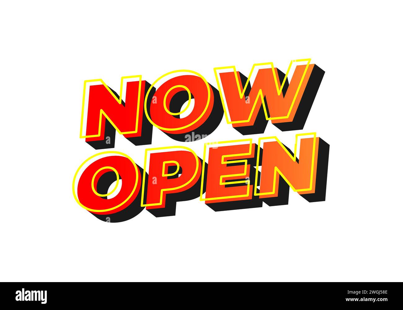 Now open. Text effect design in 3d look with eye catching colors Stock ...