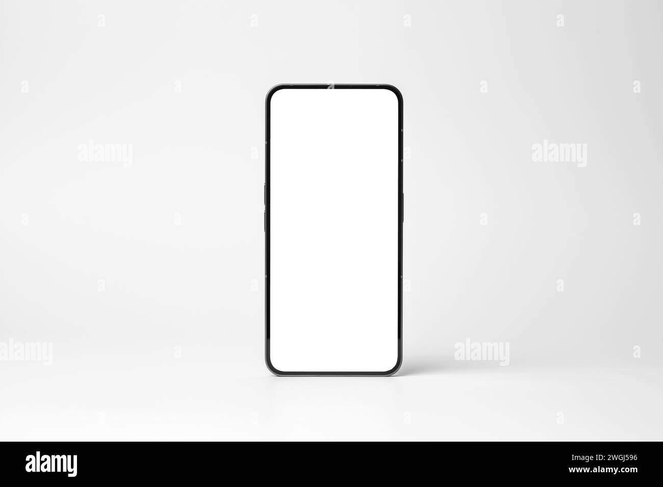 Modern Smartphone Standing Upright on a White Background in a Studio ...